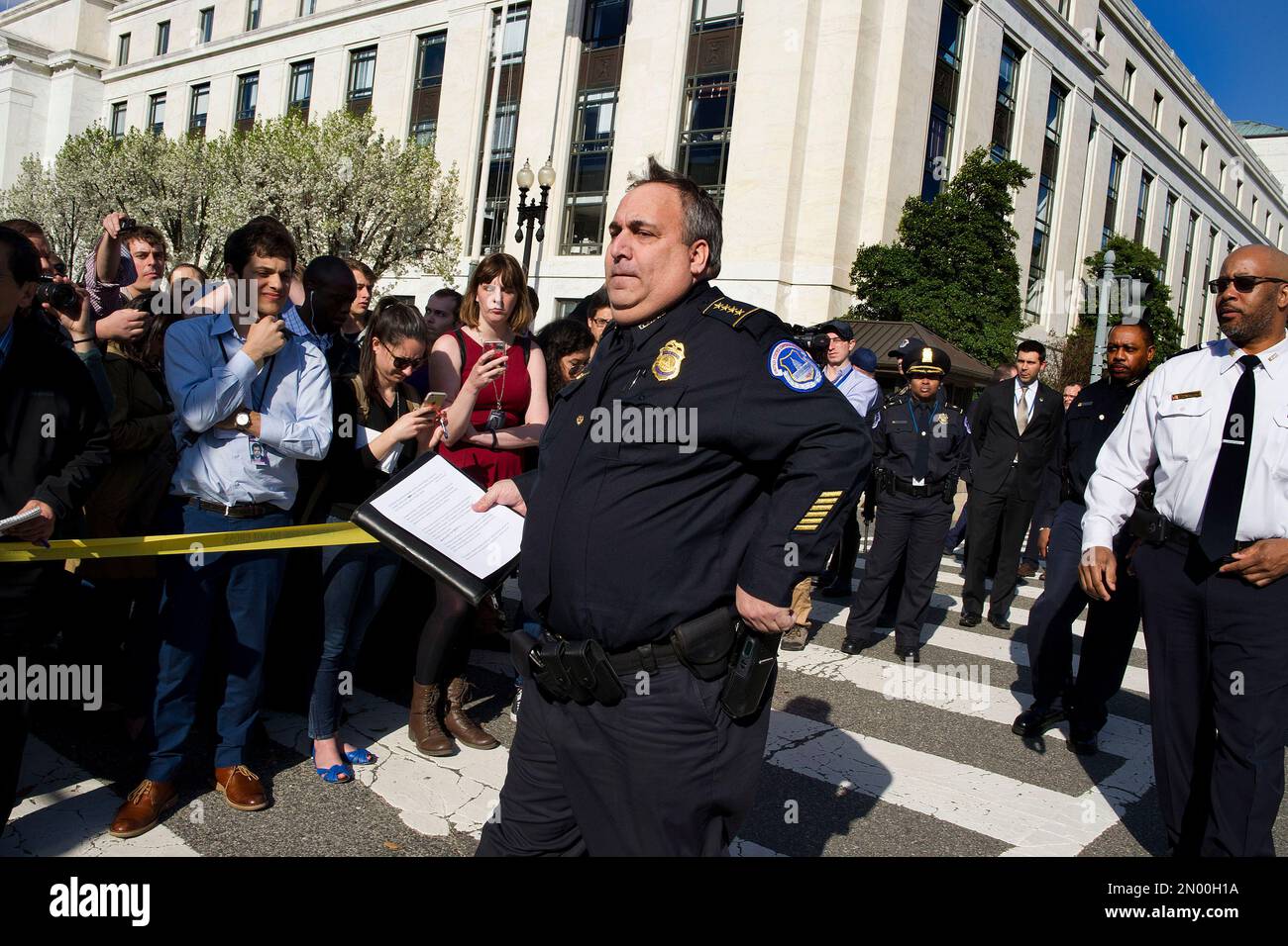 Capitol Hill Police Chief Matthew Verderosa arrives to brief reporters ...