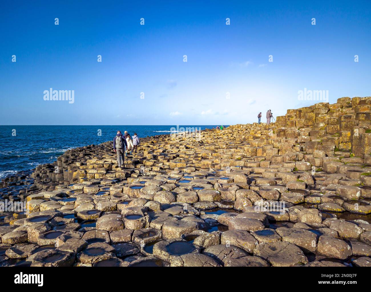 A few of the 40000 interlocking basalt columns at the Giant's Causeway ...