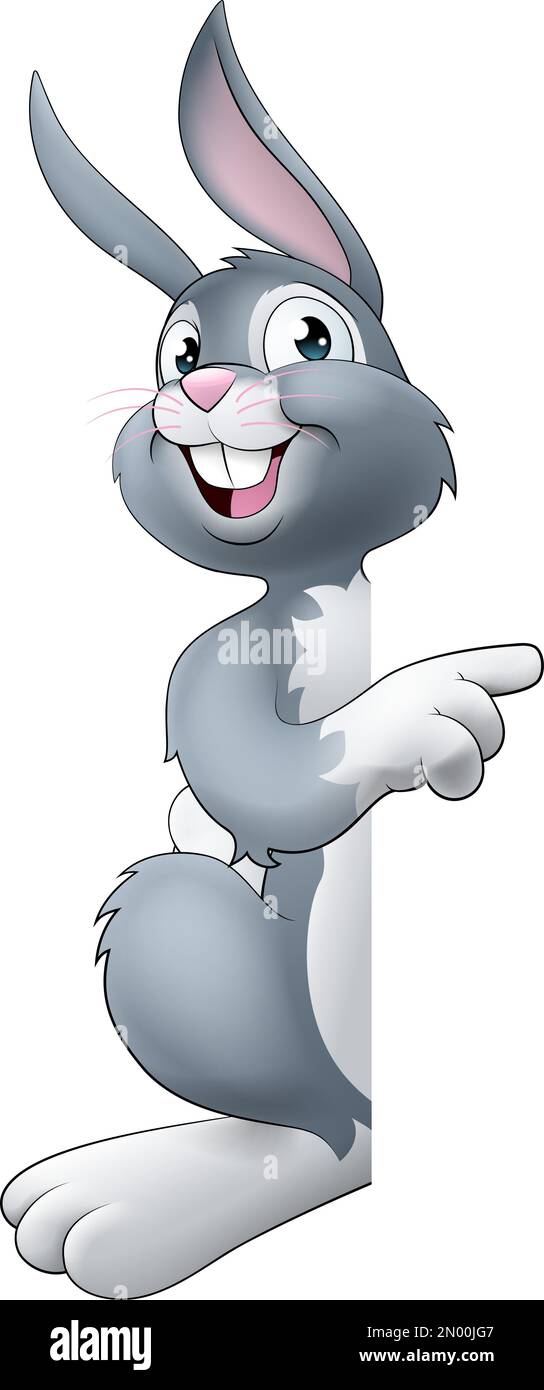 Easter Bunny Rabbit Cartoon Character Peeking Sign Stock Vector Image ...