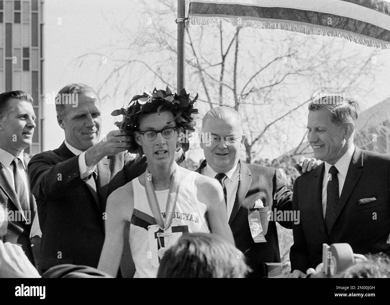 Ambrose J. Burfoot, center, a Wesleyan University senior form Groton ...