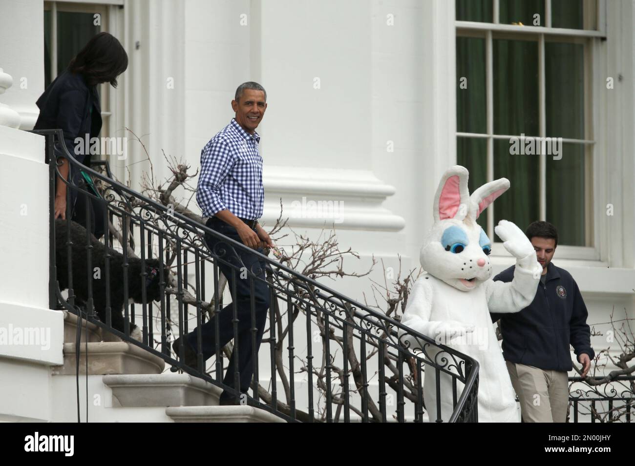 President Barack Obama and first lady Michelle Obama follow the Easter ...