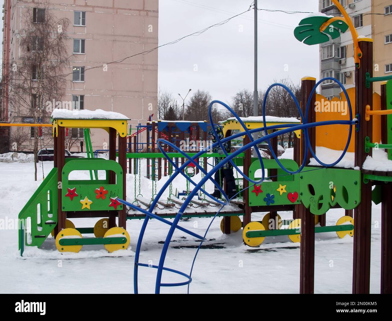 Children's playground in the snow, in winter Stock Photo - Alamy