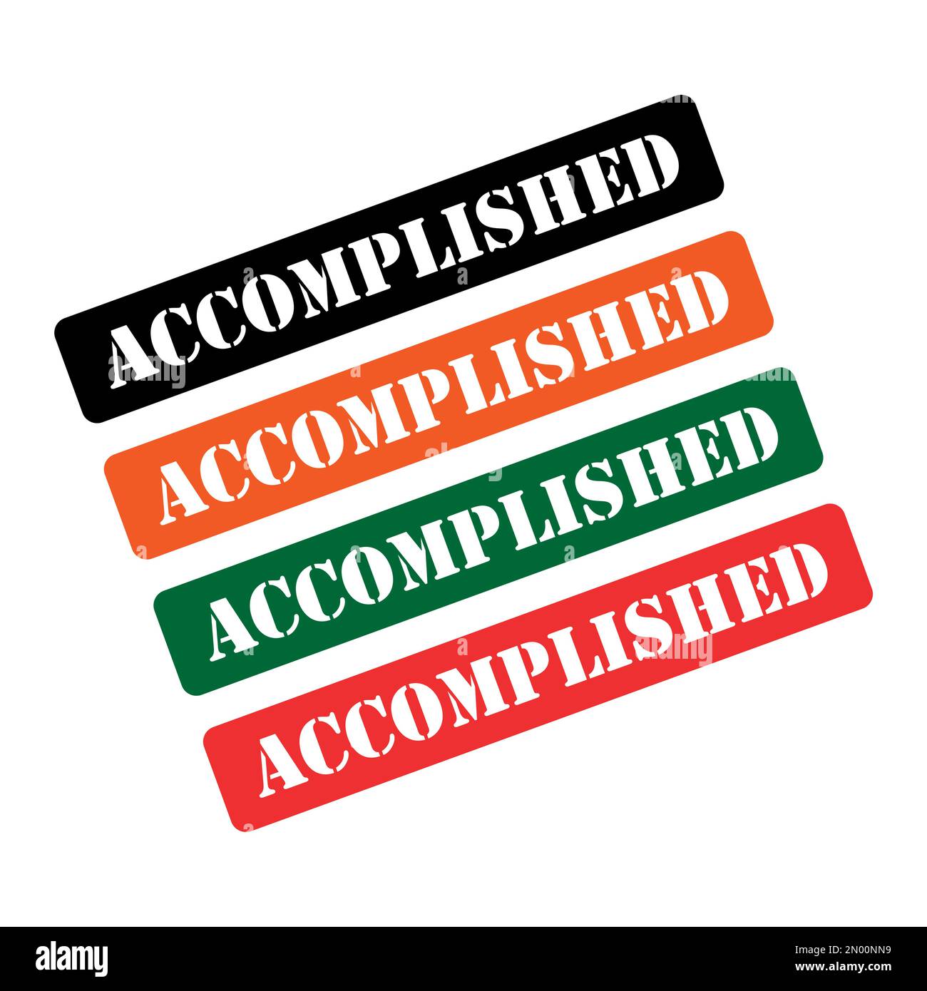 Set of Accomplished stamp symbol, label sticker sign button, text ...