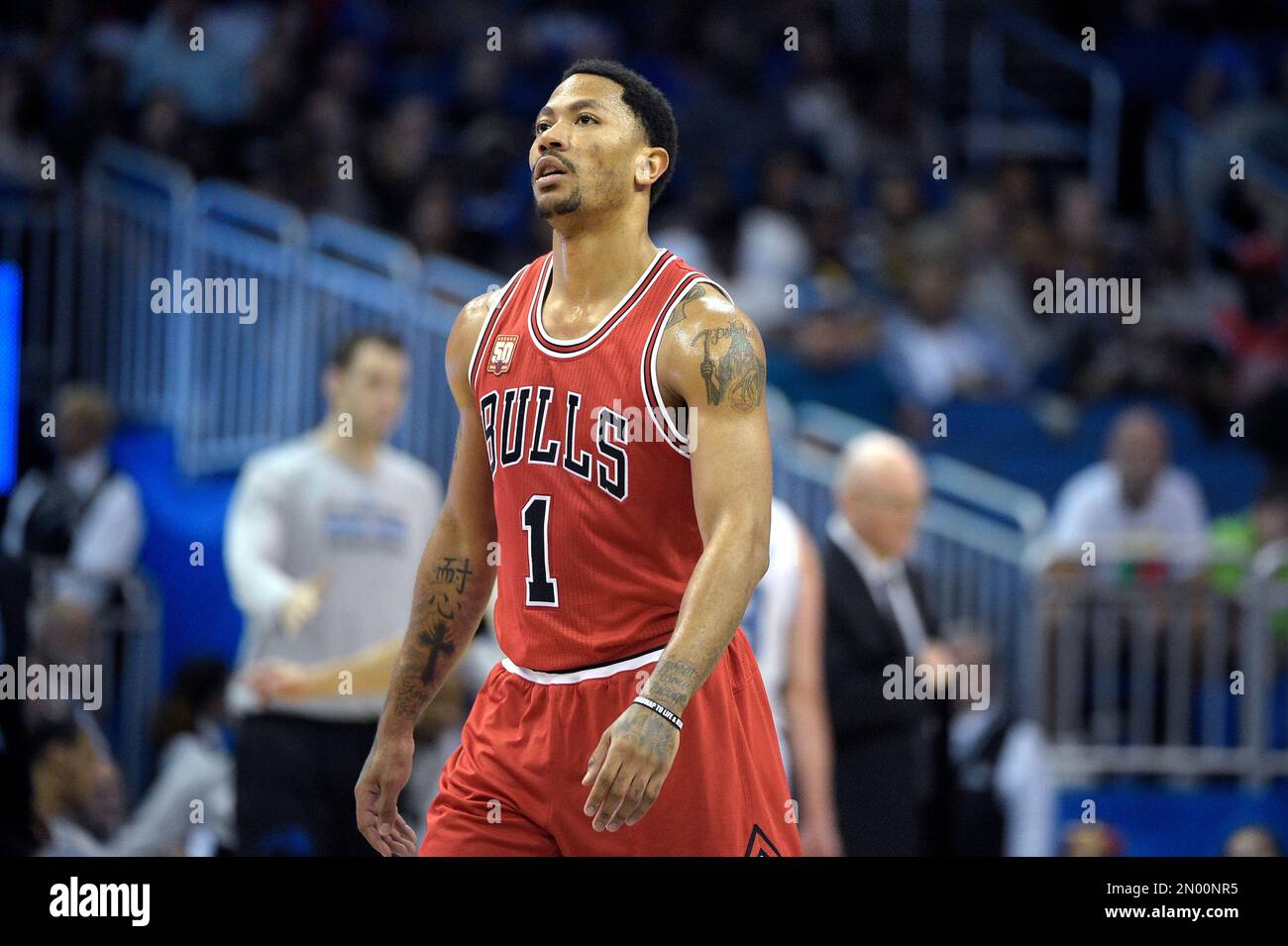 Chicago Bulls guard Derrick Rose (1) walks off the court during a ...
