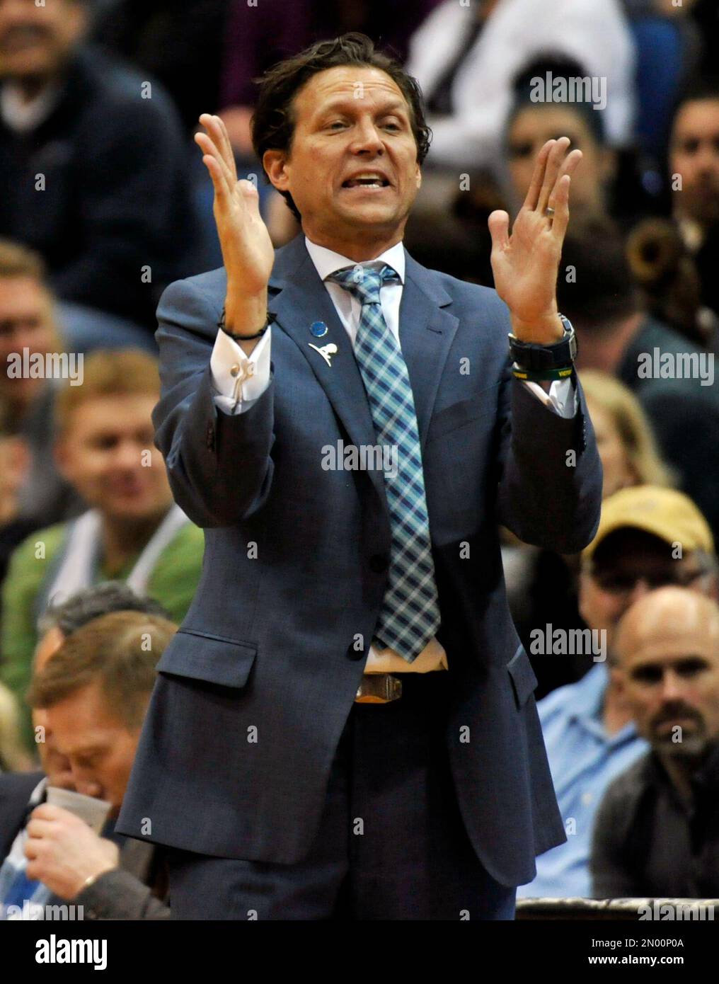 Utah Jazz head coach Quin Snyder reacts during the third quarter of an ...