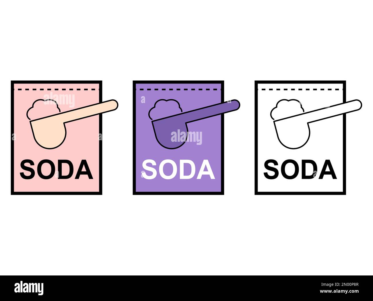 Set of Baking soda ingredient icon, cook design symbol, bakery product ...