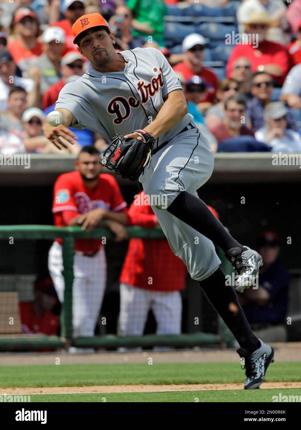 Detroit Tigers third baseman Nick Castellanos throws out Philadelphia ...