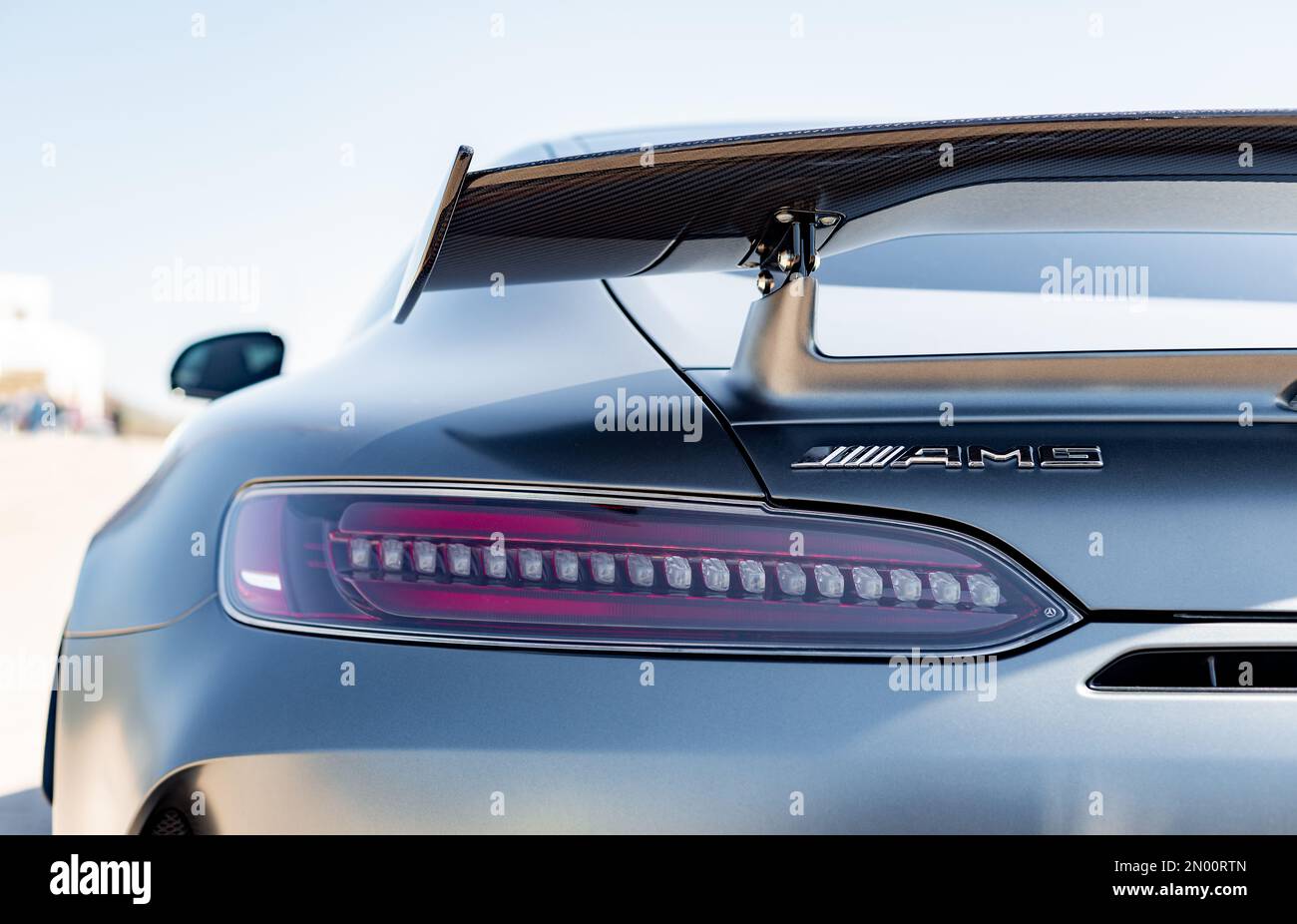 Calafat, Spain, April 18, 2021: rear detail view of a mercedes benz AMG ...