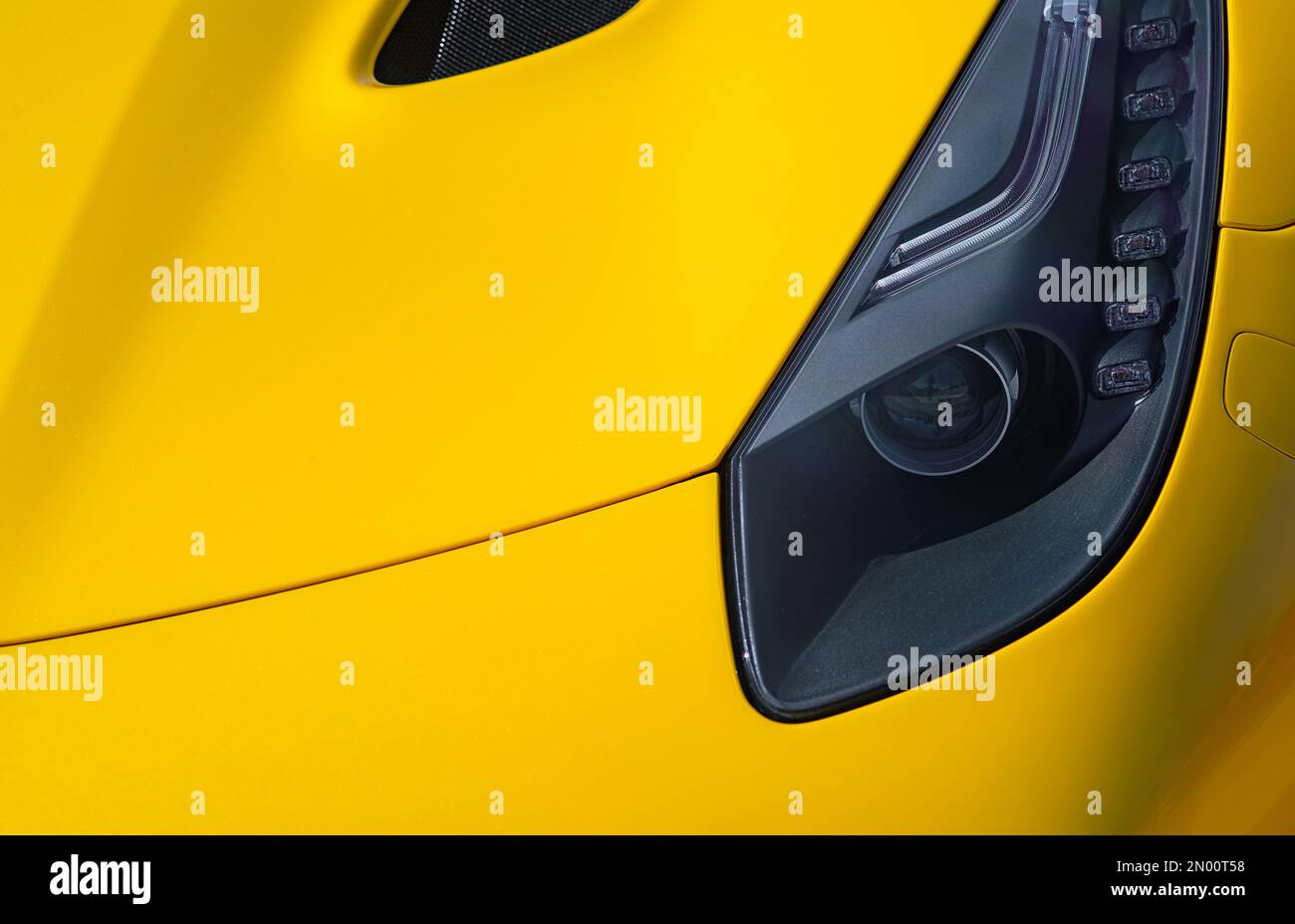 Calafat, Spain, April 18, 2021: detail view of the front optics of a ...