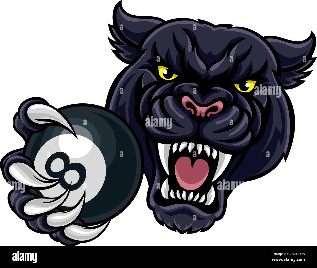 Panther Angry Pool 8 Ball Billiards Mascot Cartoon Stock Vector Image ...