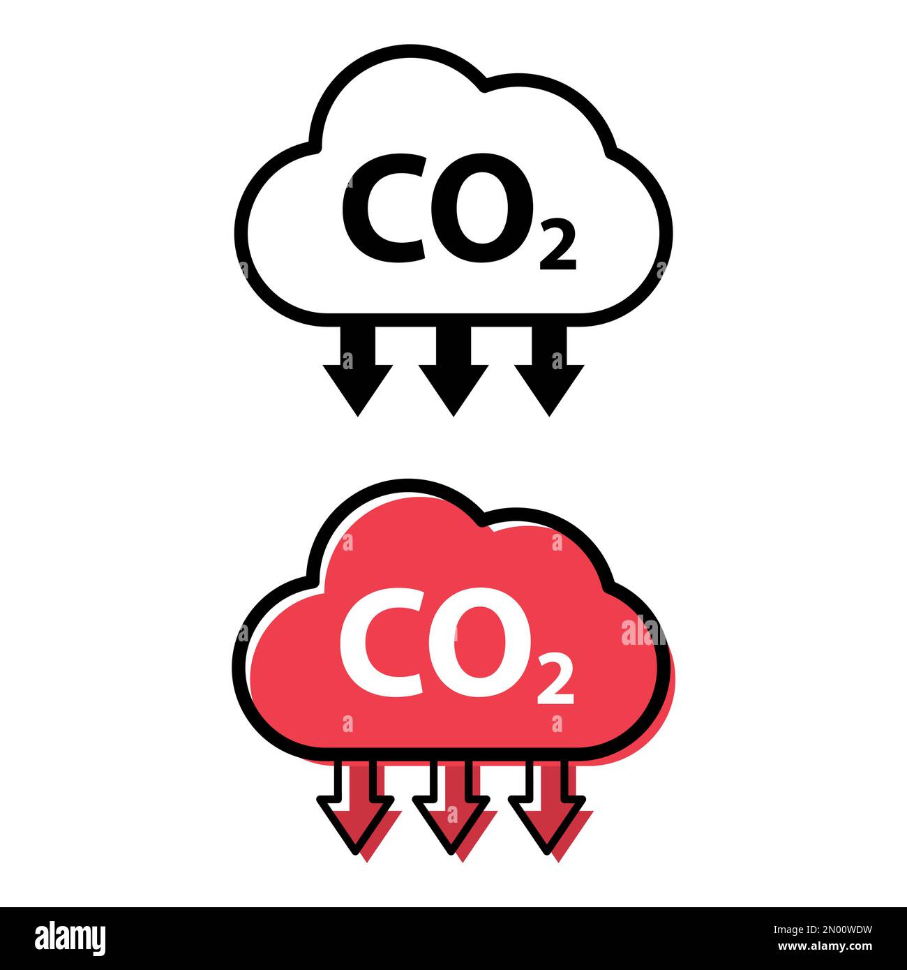 Set of CO2 reduce cloud icon, clean global emission, environment eco ...