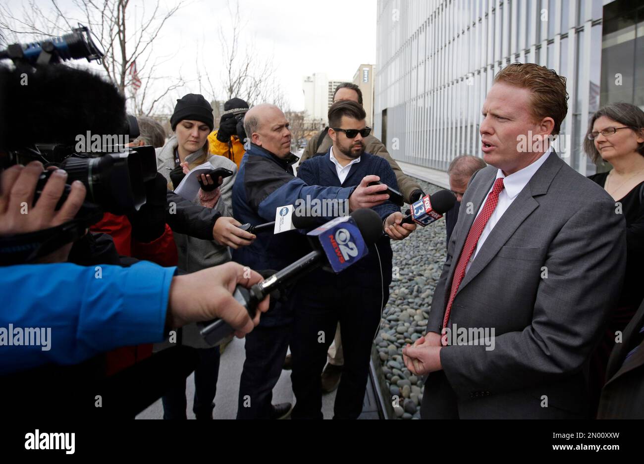 Utah businessman Jeremy Johnson speaks with reporters outside the ...