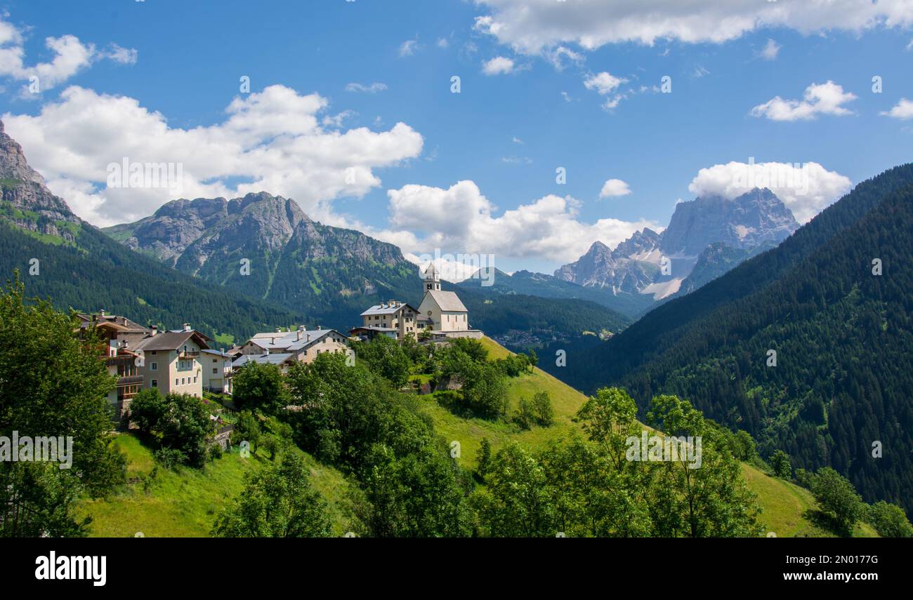 Spring in Colle Santa Lucia in the heart of the Italian Dolomites Stock ...