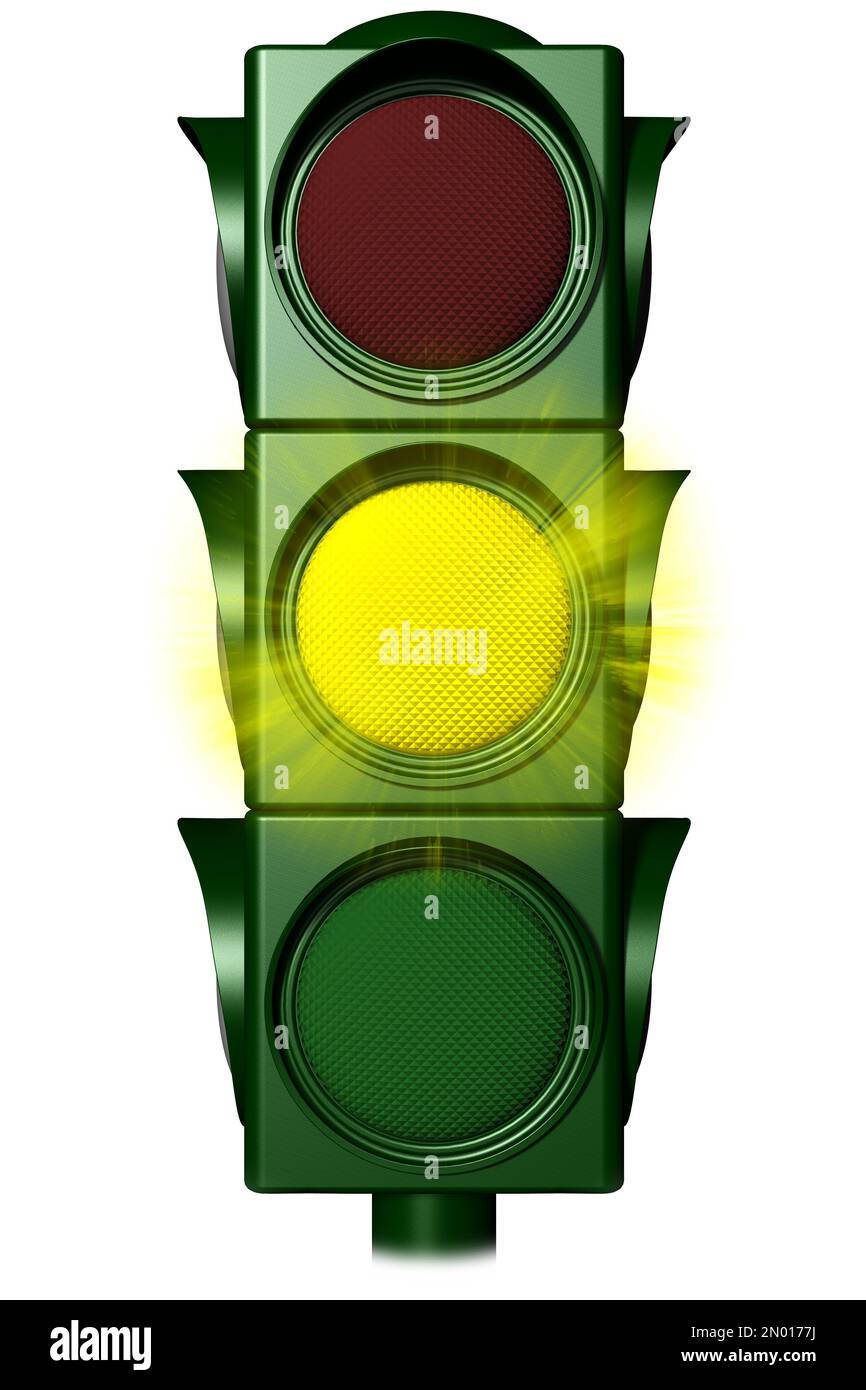 3D illustration. Traffic lights yellow light on white background Stock ... 3D illustration. Traffic lights yellow light on white background Stock ...
