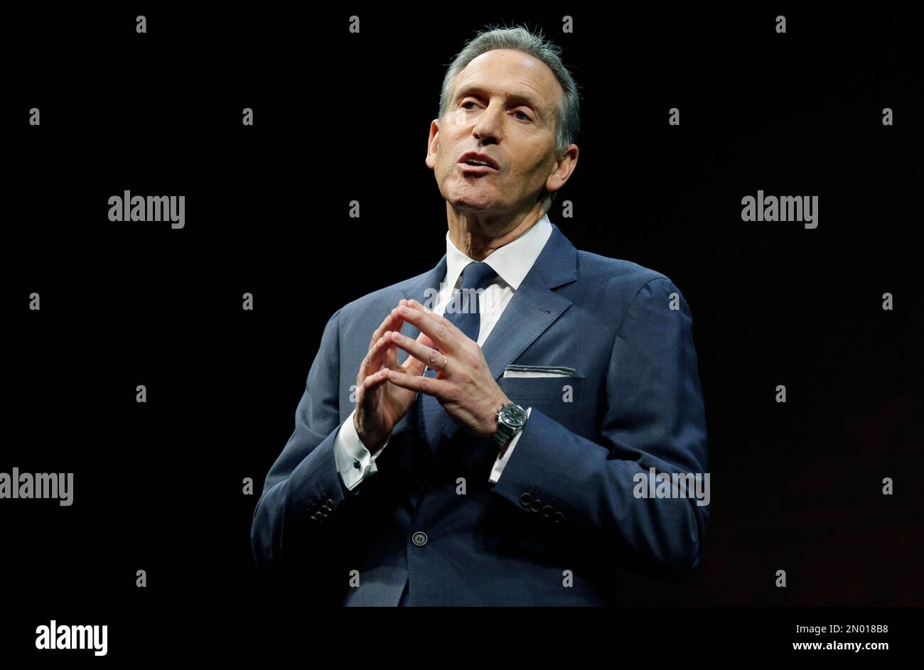 Starbucks CEO Howard Schultz speaks Wednesday, March 23, 2016, at the ...