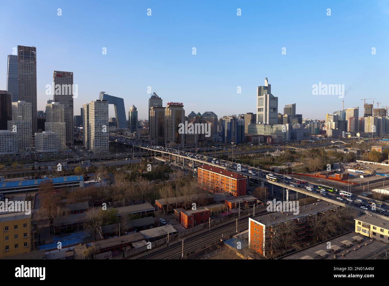 Traditional buildings and modern skyscrapers in beijing hi-res stock ...