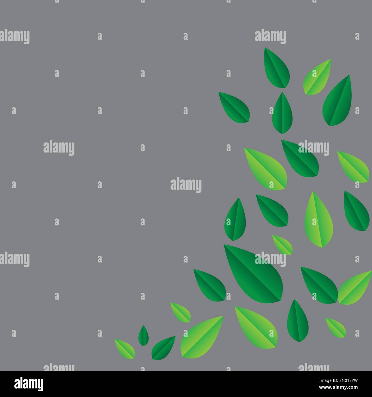 Flying green summer leaves foliage on white transparent background ...