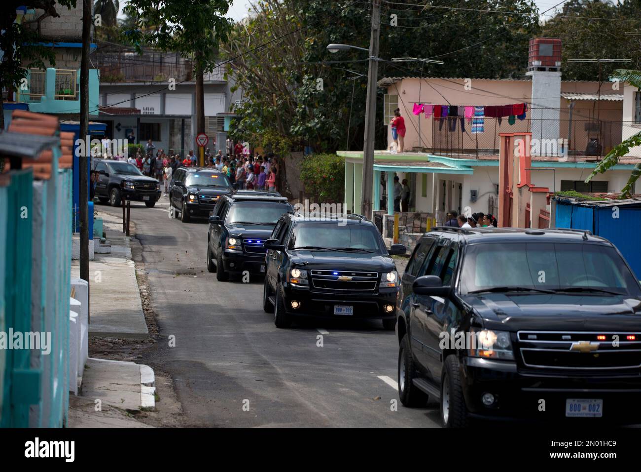 The convoy carrying U.S. First Lady Michelle Obama arrives for a ...