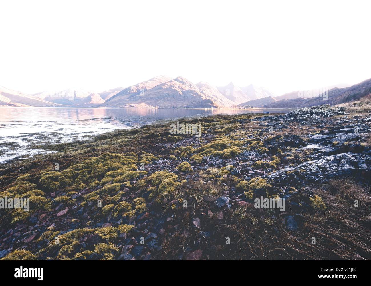 The loch Duich and landscapes around the Ratagan Village in the ...