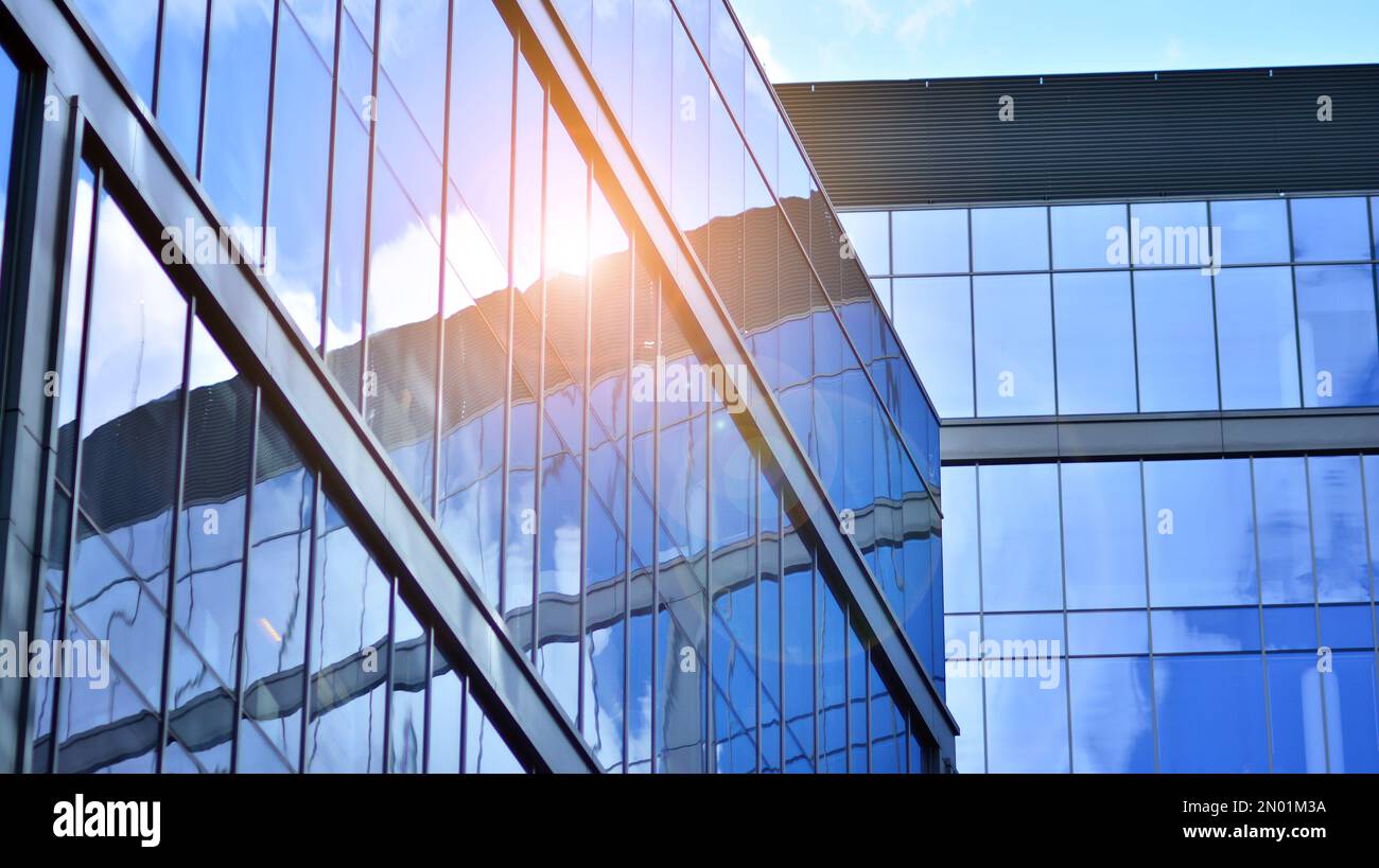 Urban abstract - windowed wall of office building. Detail shot of ...