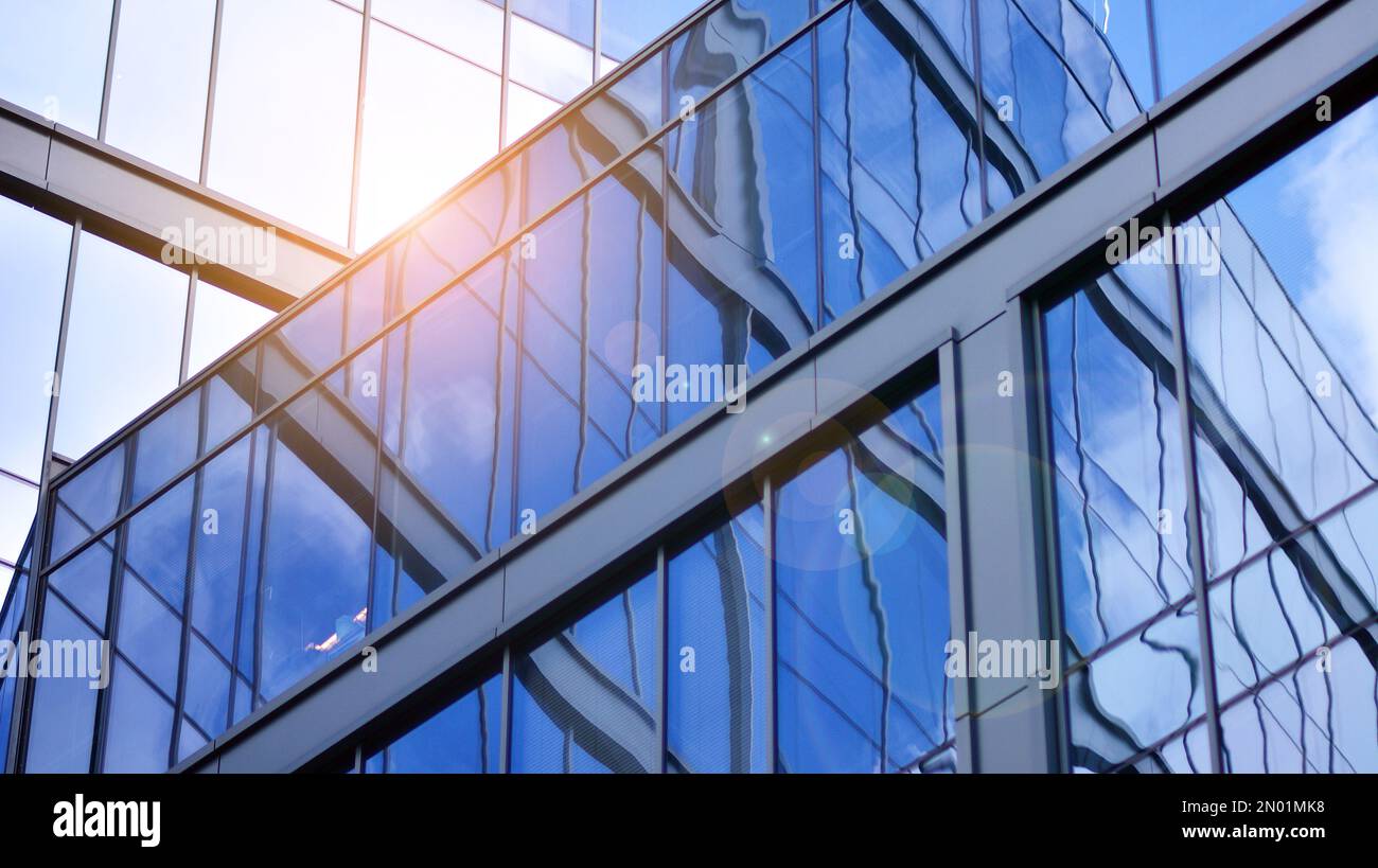 Urban abstract - windowed wall of office building. Detail shot of ...