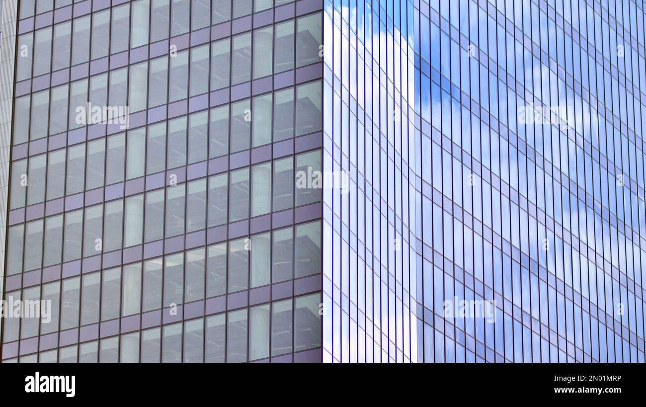Urban abstract - windowed wall of office building. Detail shot of ...
