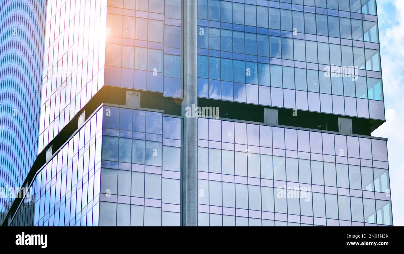 Urban abstract - windowed wall of office building. Detail shot of ...
