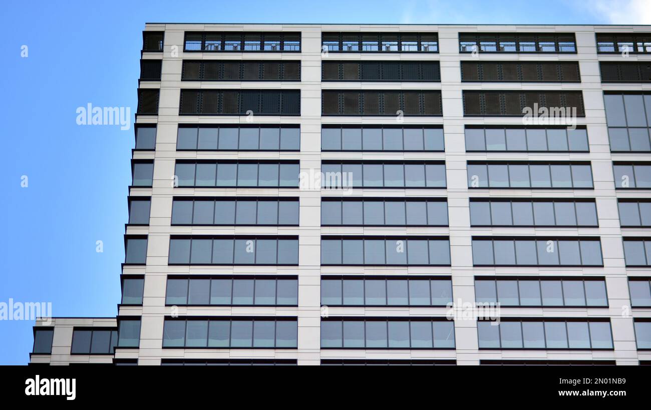 Urban abstract - windowed wall of office building. Detail shot of ...