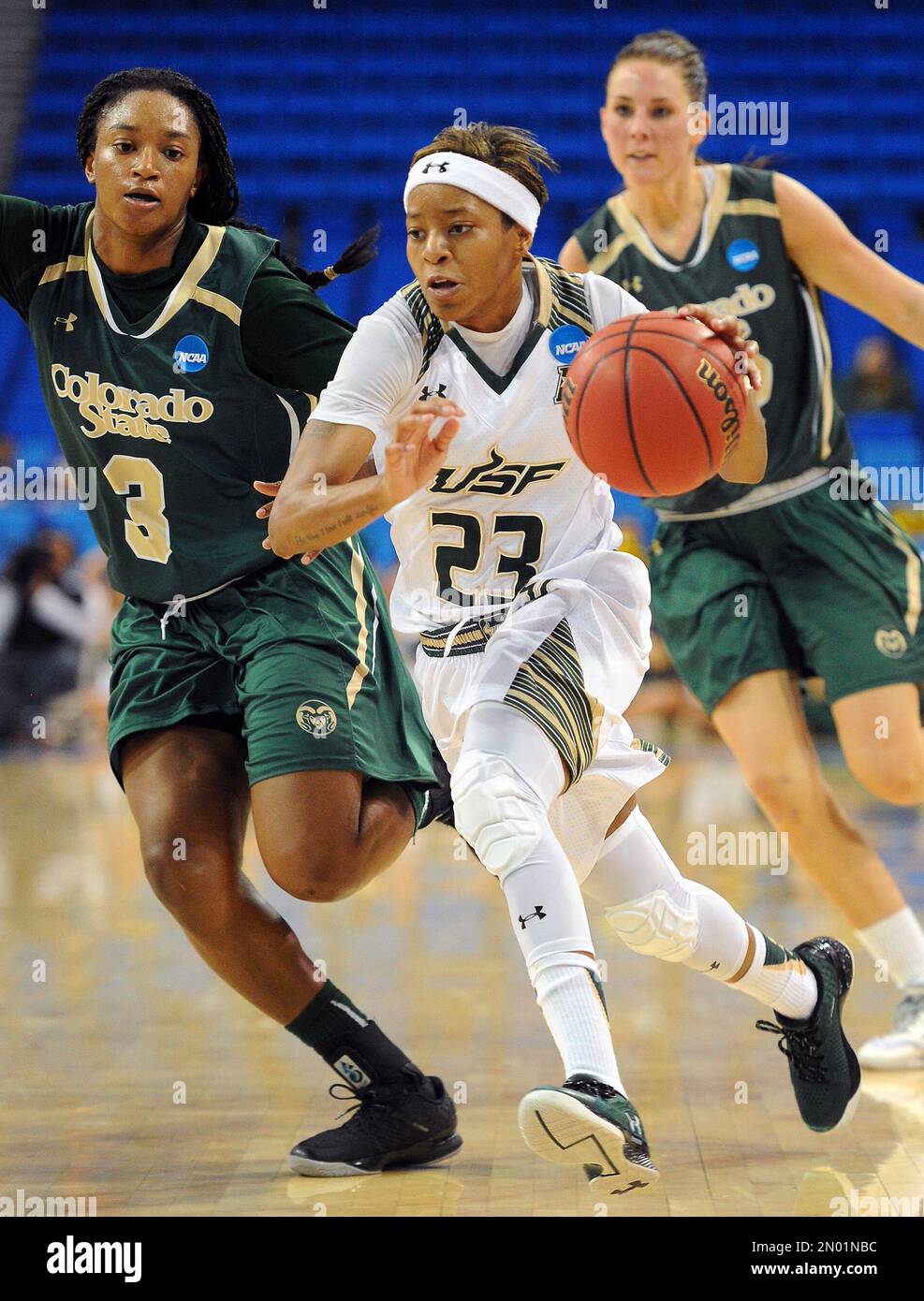 South Florida's Shalethia Stringfield (23) breaks past Colorado State's ...