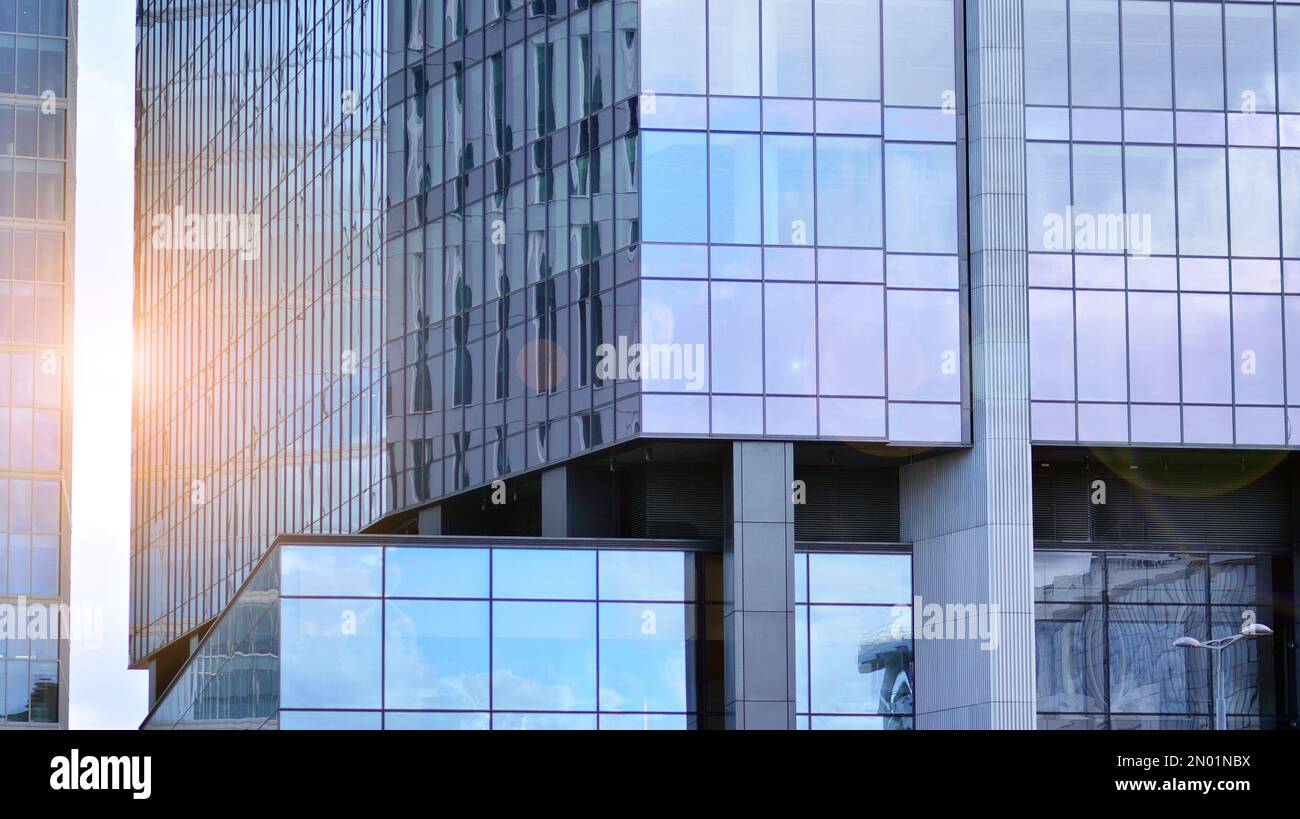 Urban abstract - windowed wall of office building. Detail shot of ...