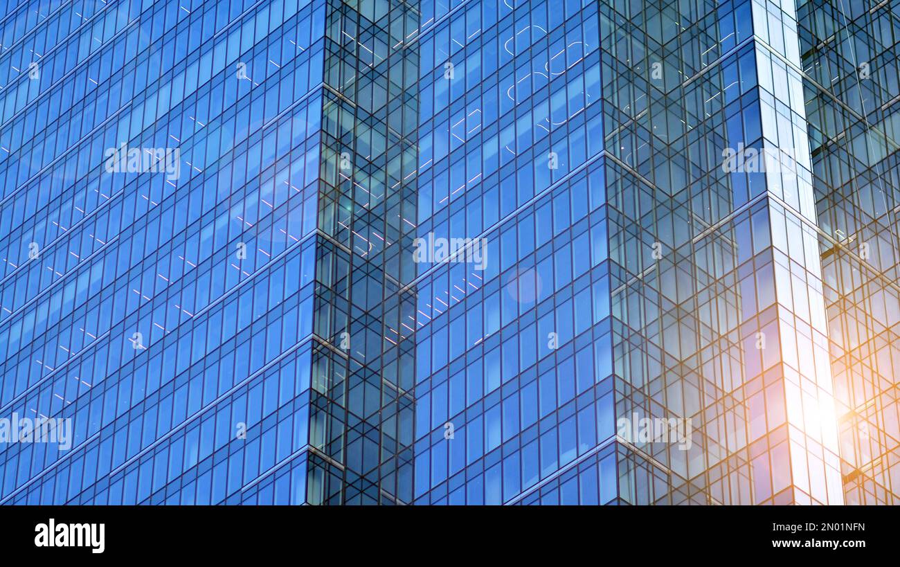 Urban abstract - windowed wall of office building. Detail shot of ...