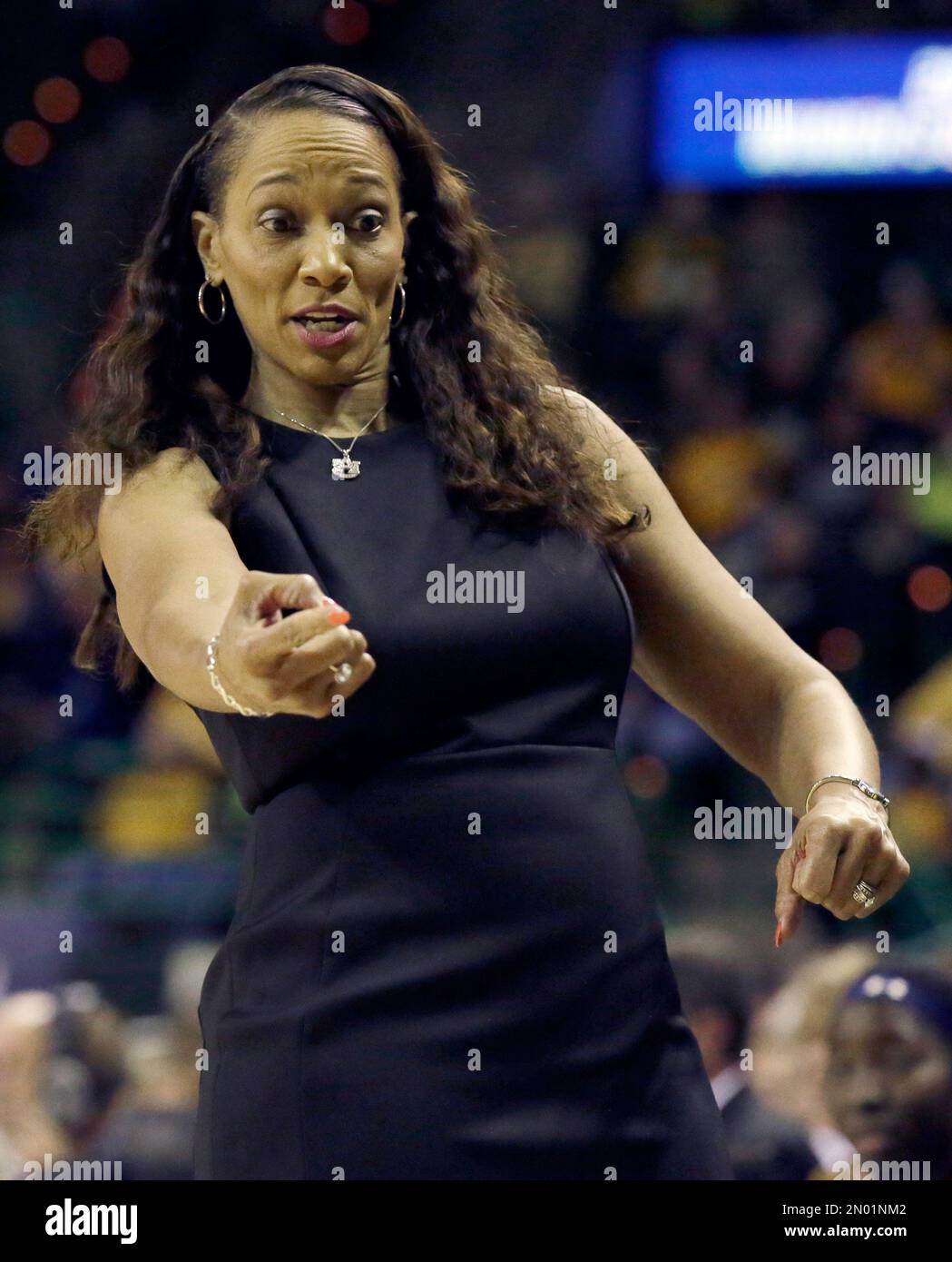 Auburn head coach Terri Williams-Flourney points from the sideline ...