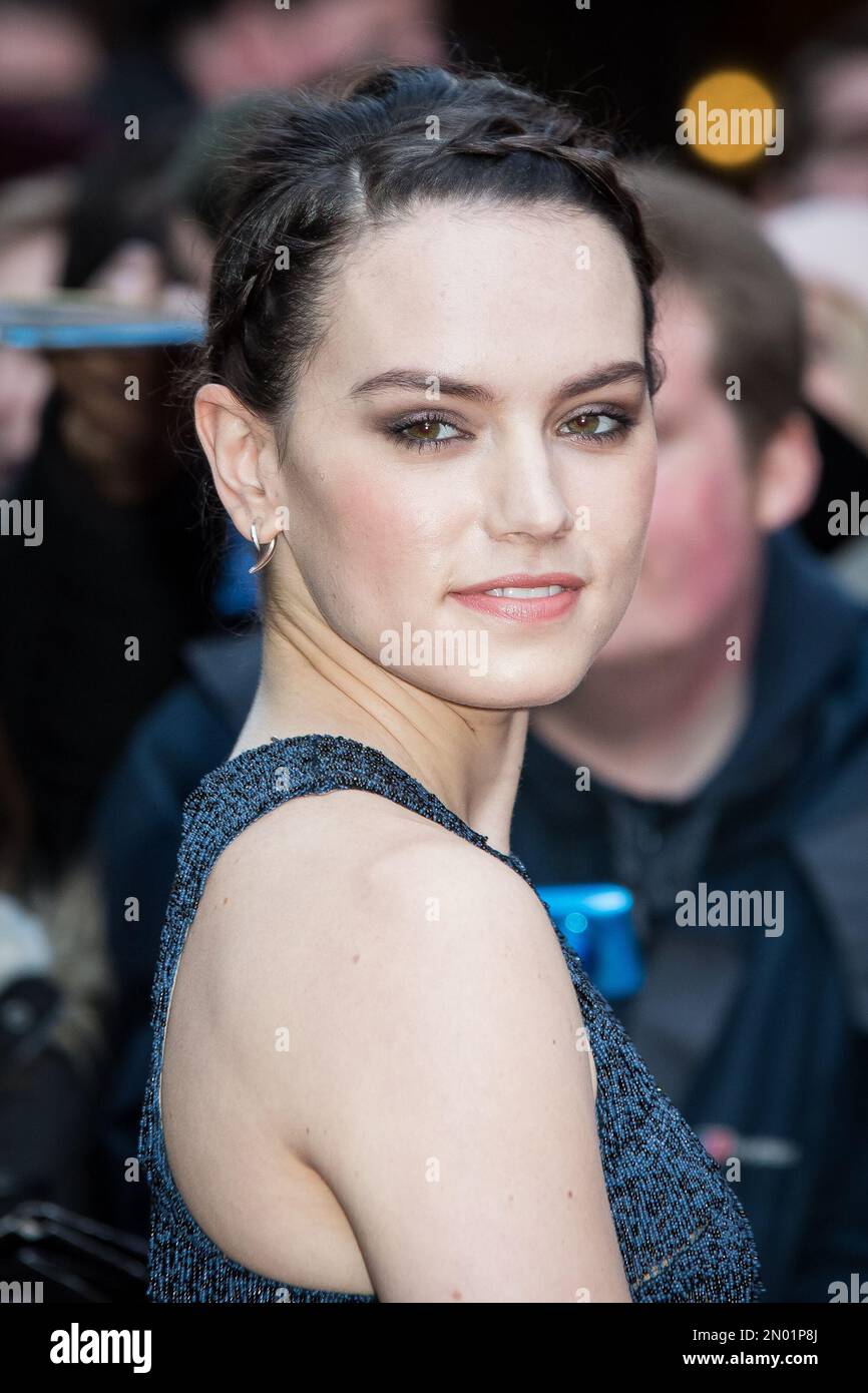 Daisy Ridley poses for photographers upon arrival at the Empire Film ...