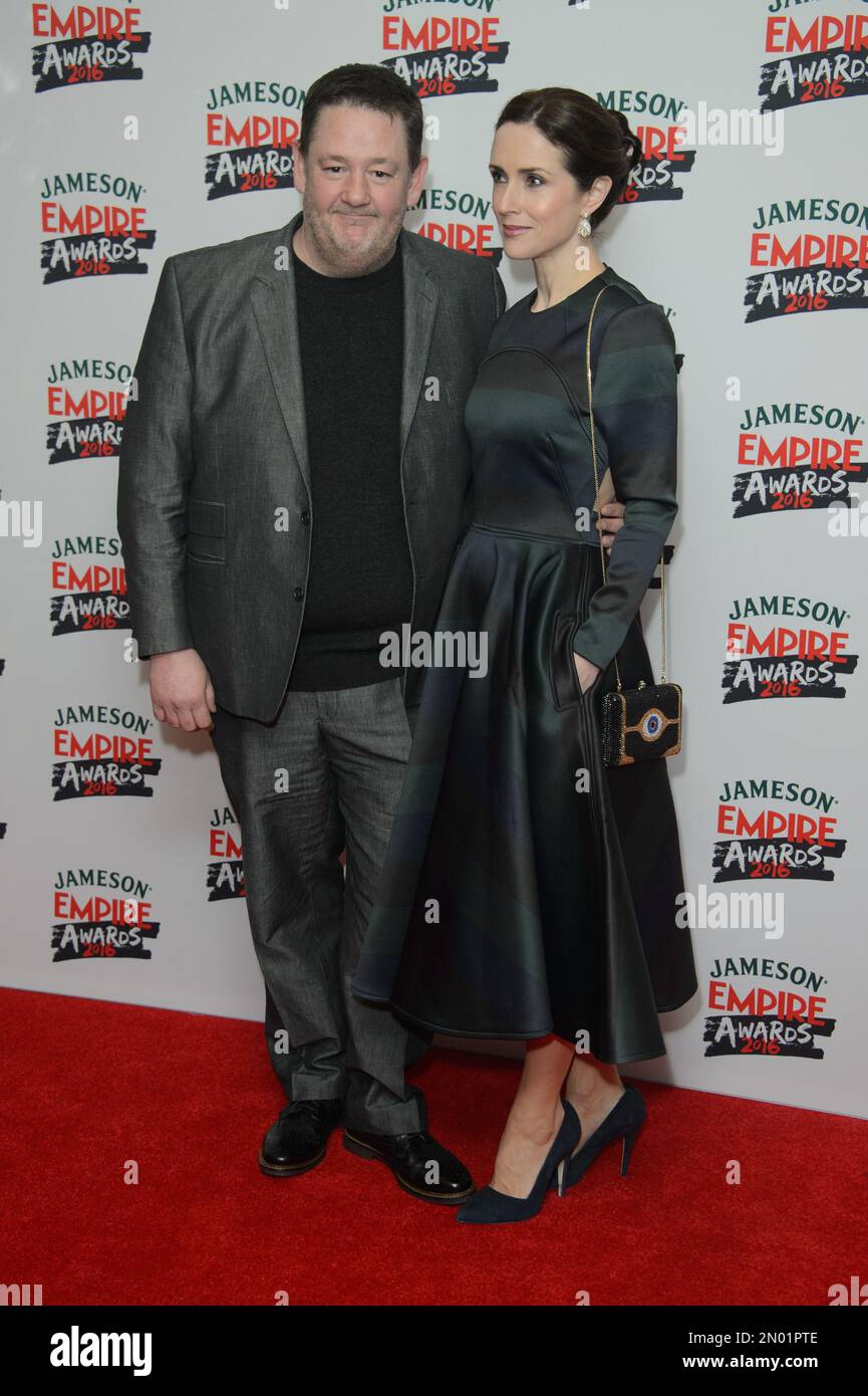 Maia Dunphy and Johnny Vegas pose for photographers upon arrival at the ...
