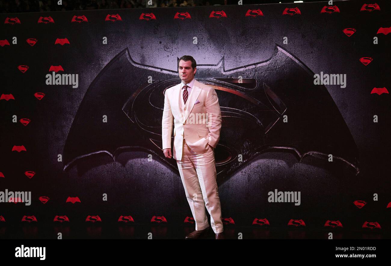 British actor Henry Cavill, cast as Superman, pose for photos during ...