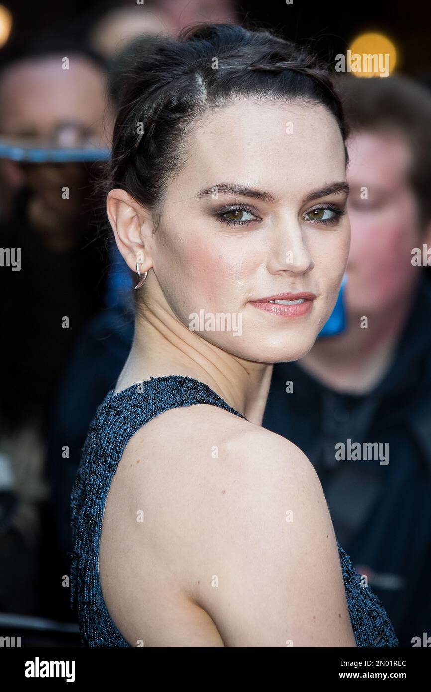Actress Daisy Ridley poses for photographers upon arrival at the Empire ...