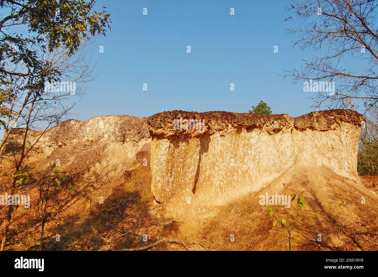 Formation pedestal mushroom rocks of Phae Mueang Phi Forest Park ...