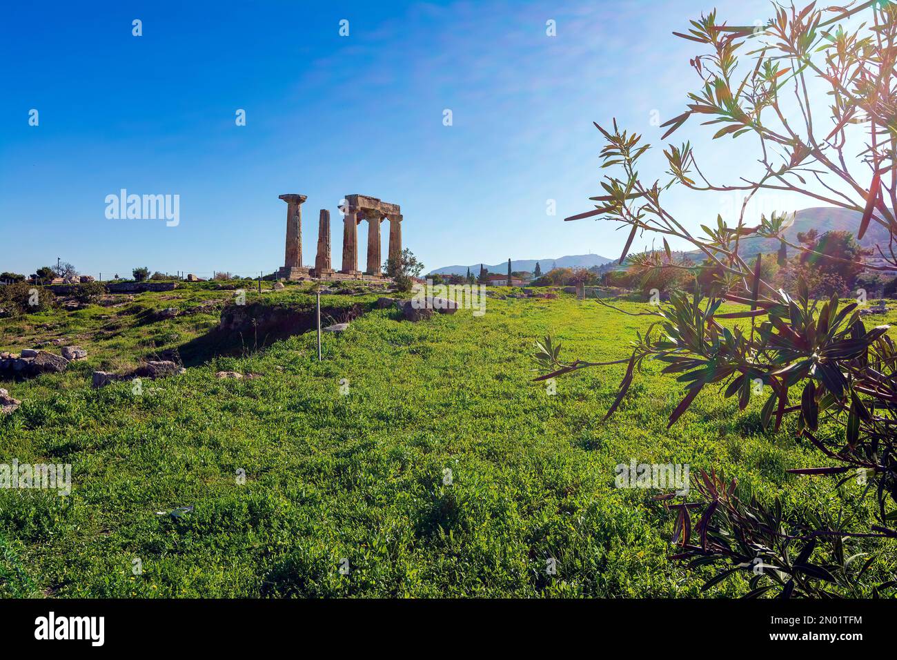 Temple of Apollo in Ancient Corinth, Peloponnese peninsula, Greece ...