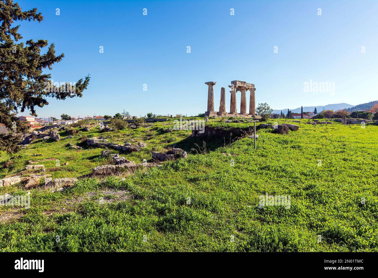 Temple of Apollo in Ancient Corinth, Peloponnese peninsula, Greece ...