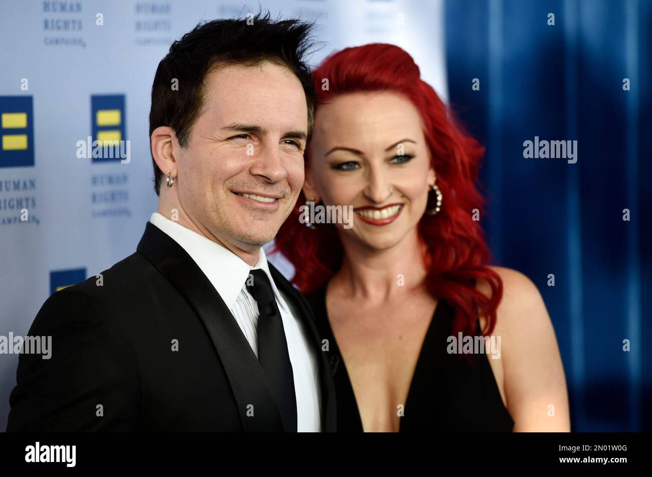 Actor Hal Sparks, left, and Summer Solstice pose together at the Human ...