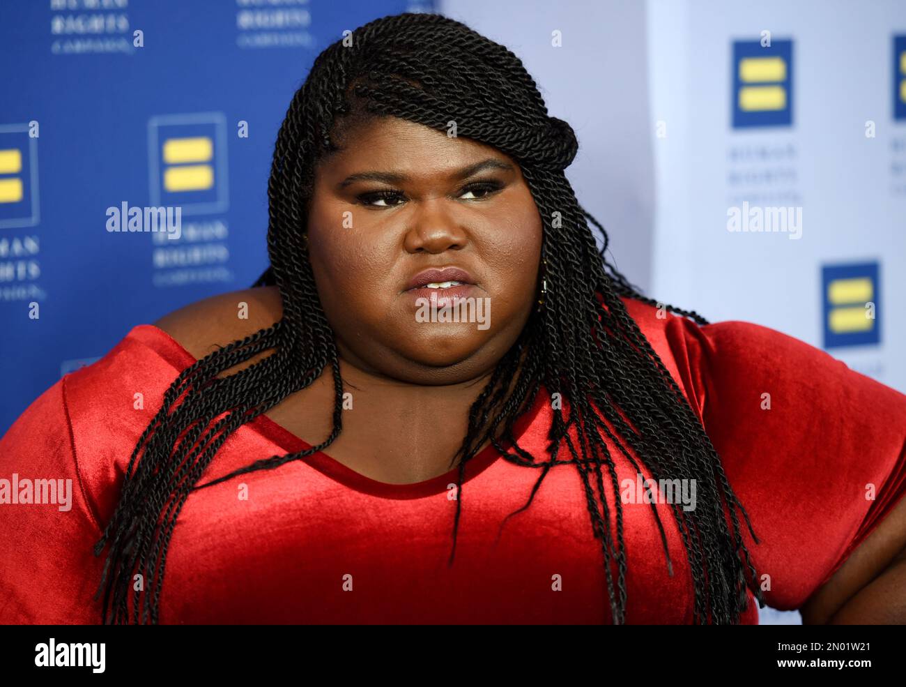 Actress Gabourey Sidibe poses at the Human Rights Campaign 2016 Los ...
