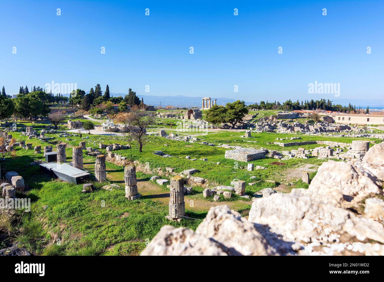 Temple of Apollo in Ancient Corinth, Peloponnese peninsula, Greece ...