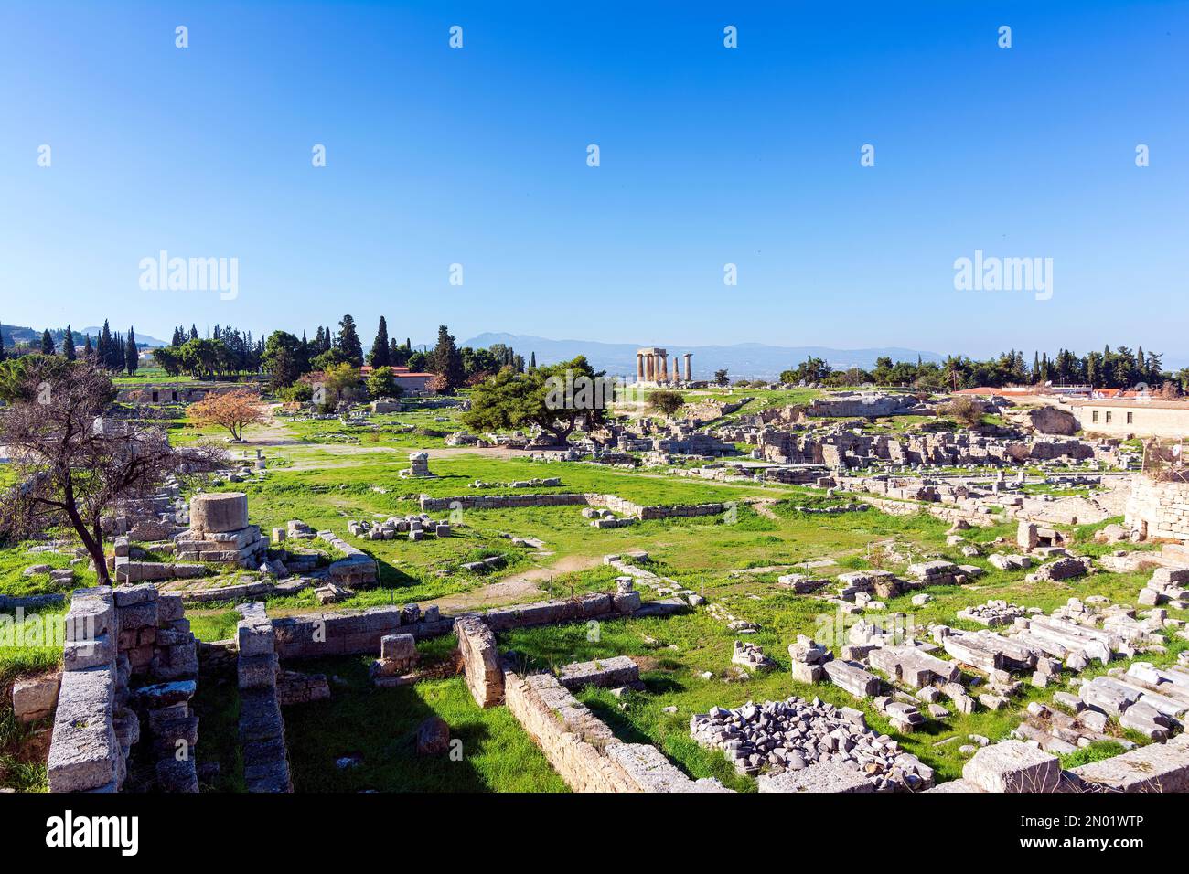 Temple of Apollo in Ancient Corinth, Peloponnese peninsula, Greece ...