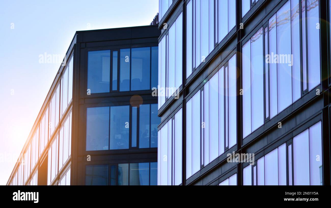 Urban abstract - windowed wall of office building. Detail shot of ...