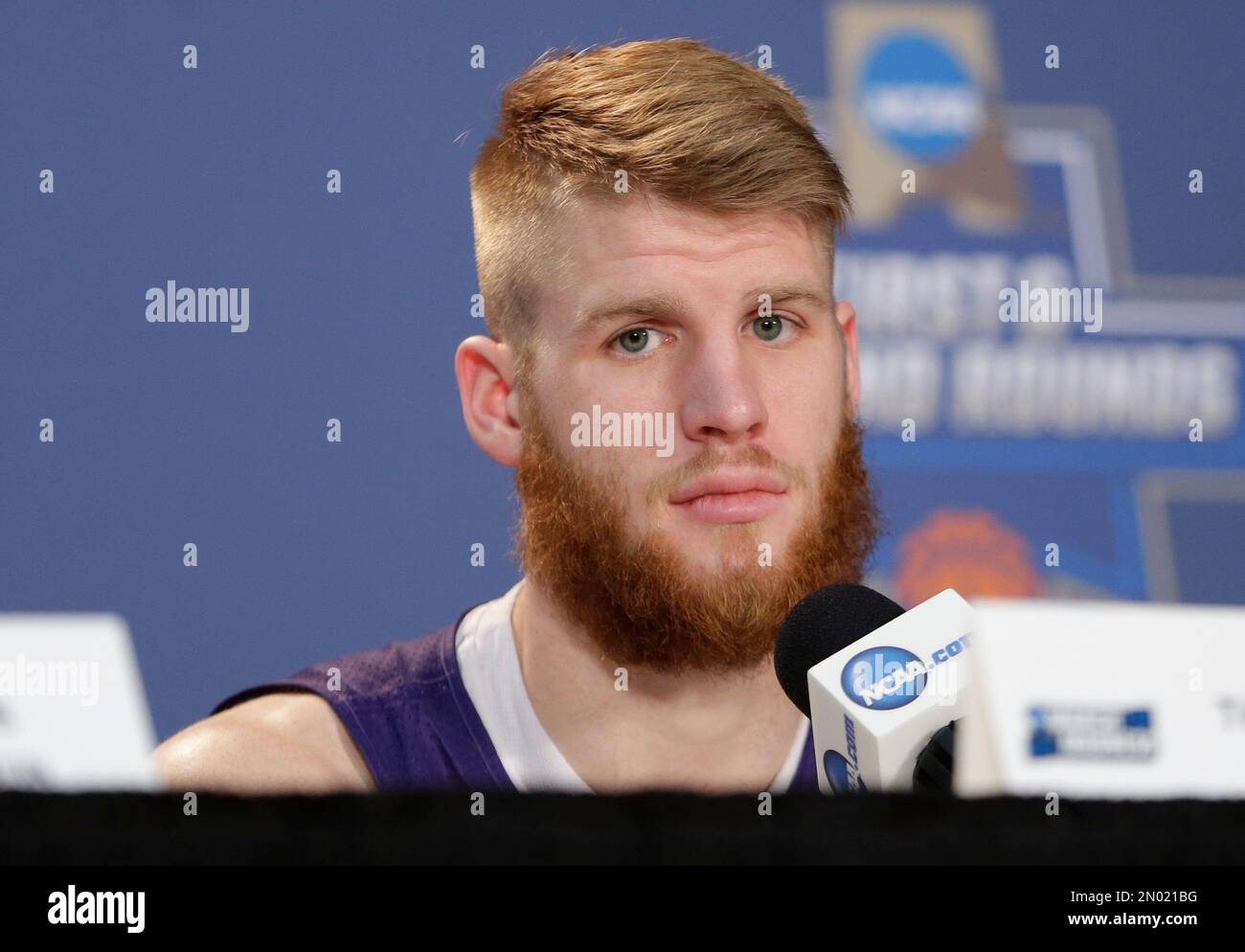 Stephen F. Austin's Thomas Walkup responds to questions during a news ...