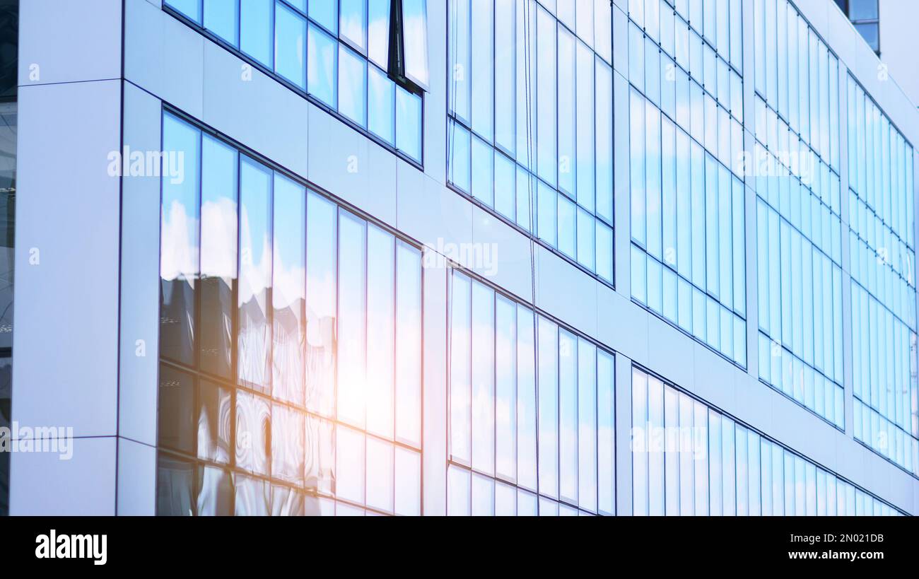 Urban abstract - windowed wall of office building. Detail shot of ...