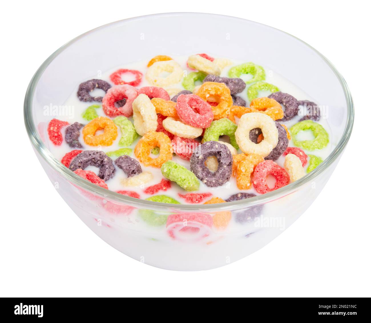 Fruity loops cereal rings breakfast with milk isolated on the white ...