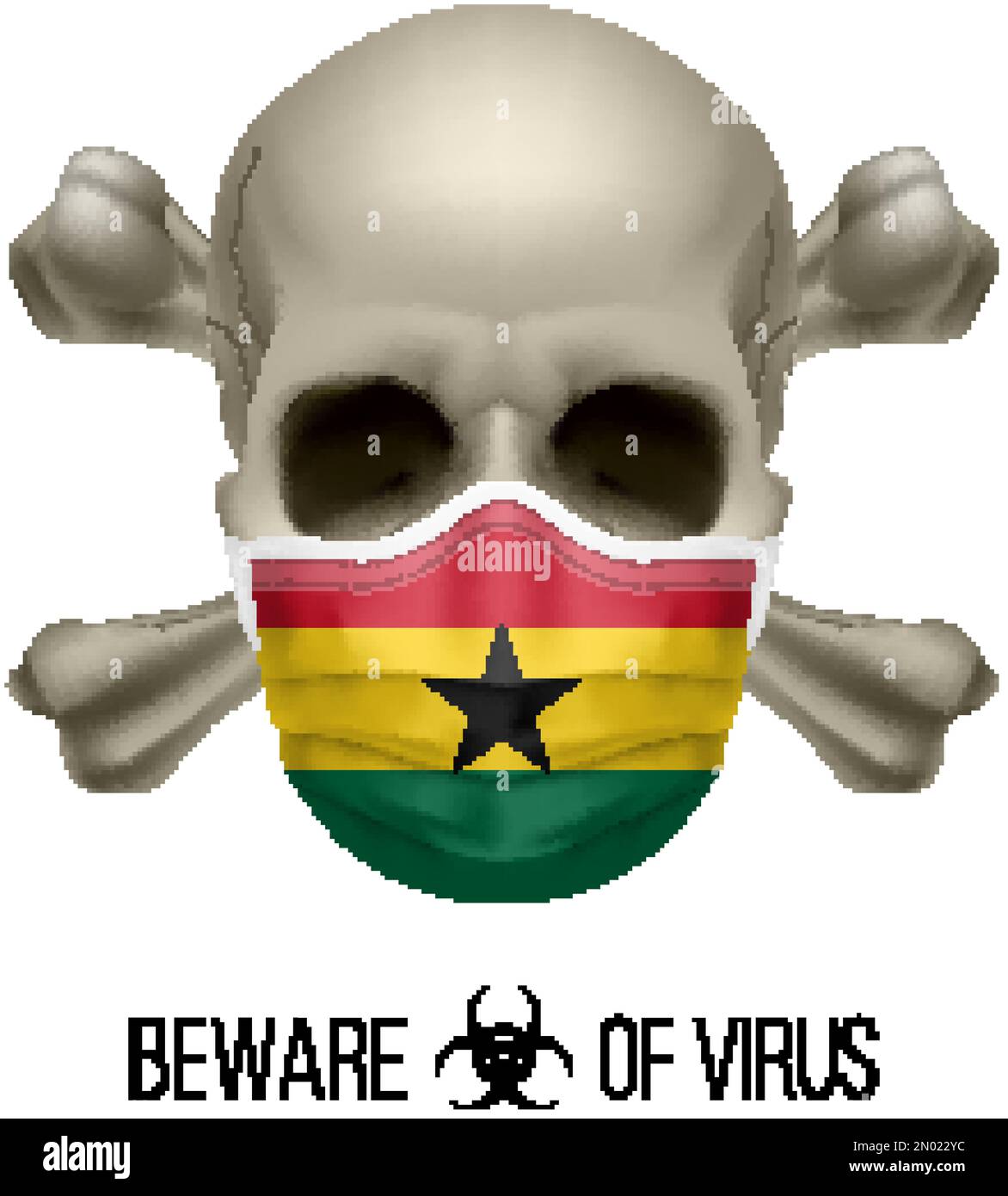 Human Skull with Crossbones and Surgical Mask in the Color of National ...