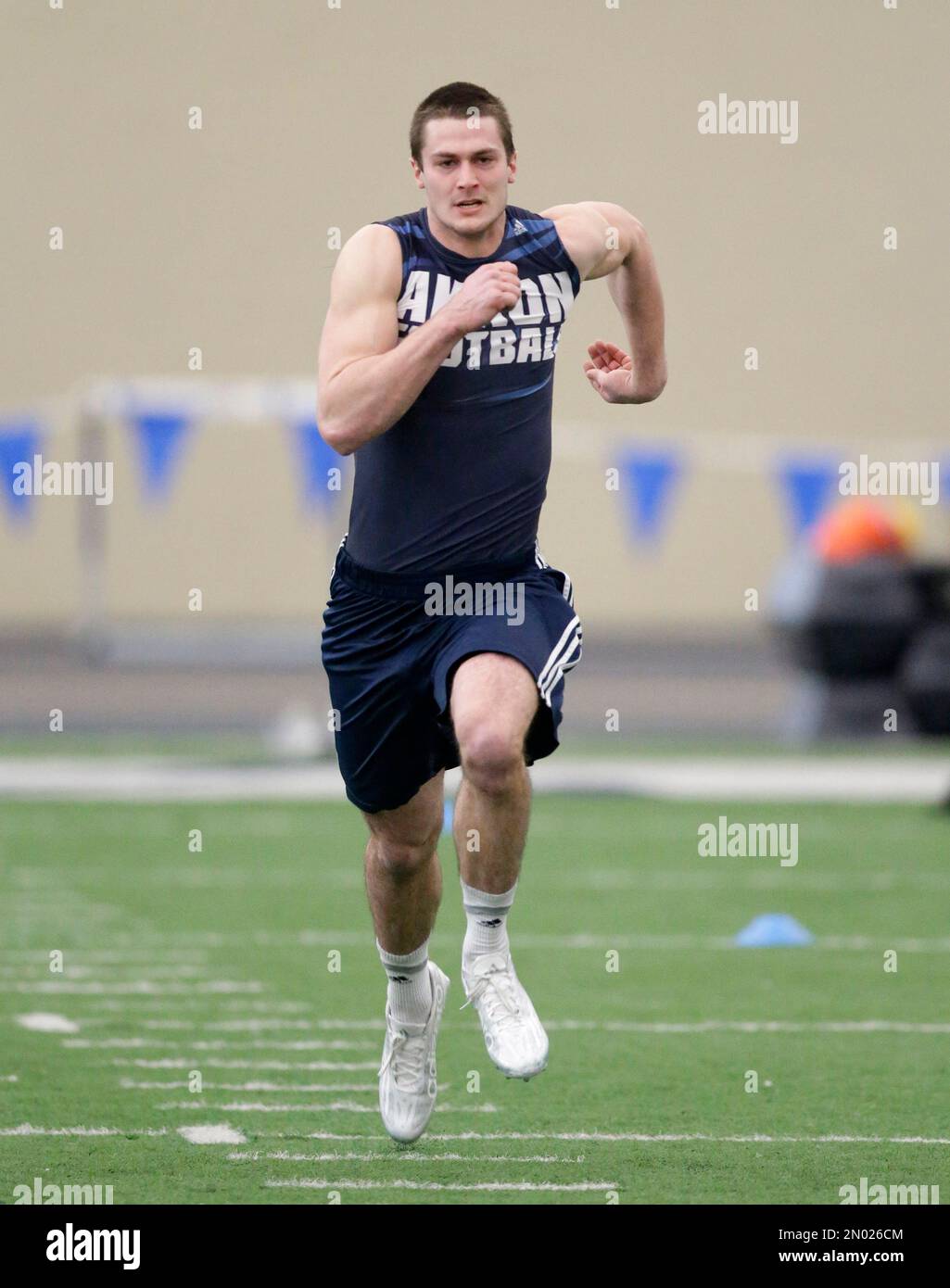 Akron's Andrew Pratt runs the 40-yard dash at a Pro Day college ...