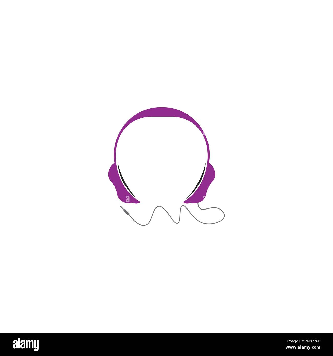 headphone logo vector design illustration template Stock Vector Image ...